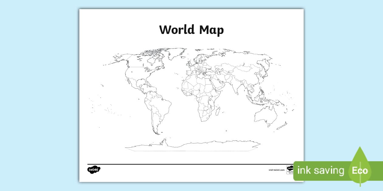 Printable World Map for Kids | Geography Resources - Twinkl