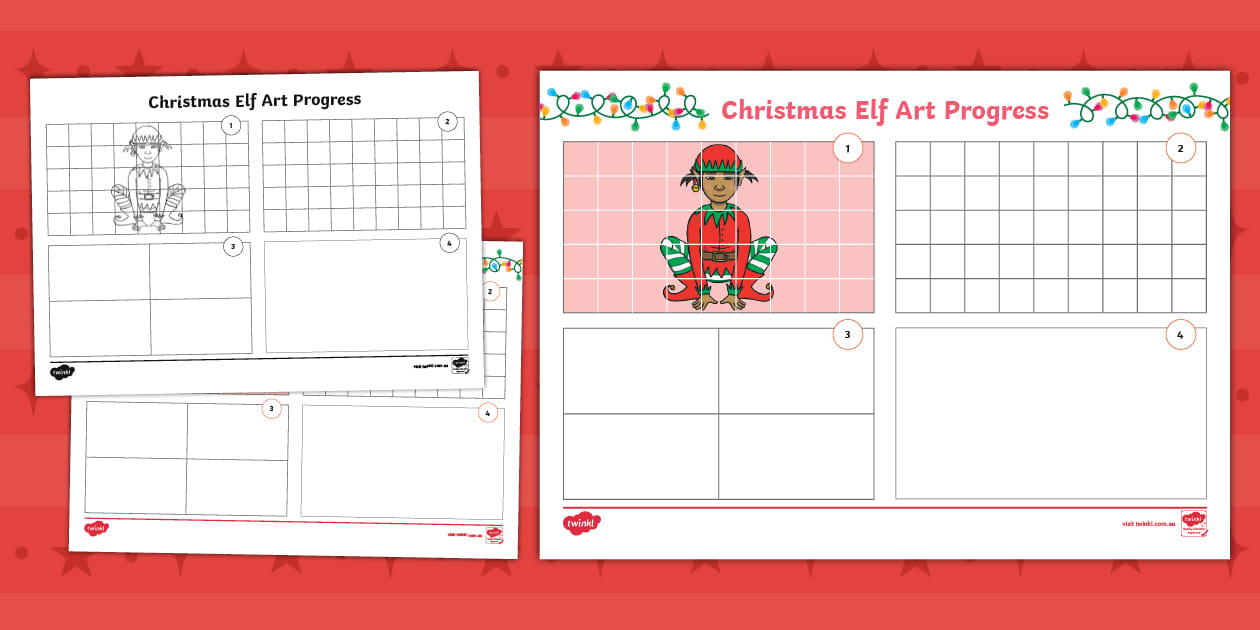 Christmas Elf Art Progress Template (teacher made) - Twinkl
