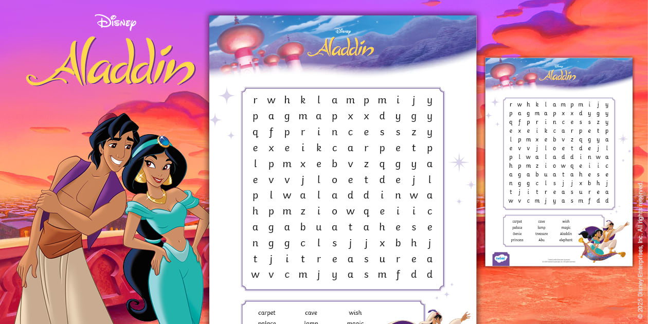 Aladdin Word Search | Disney | Twinkl Resources