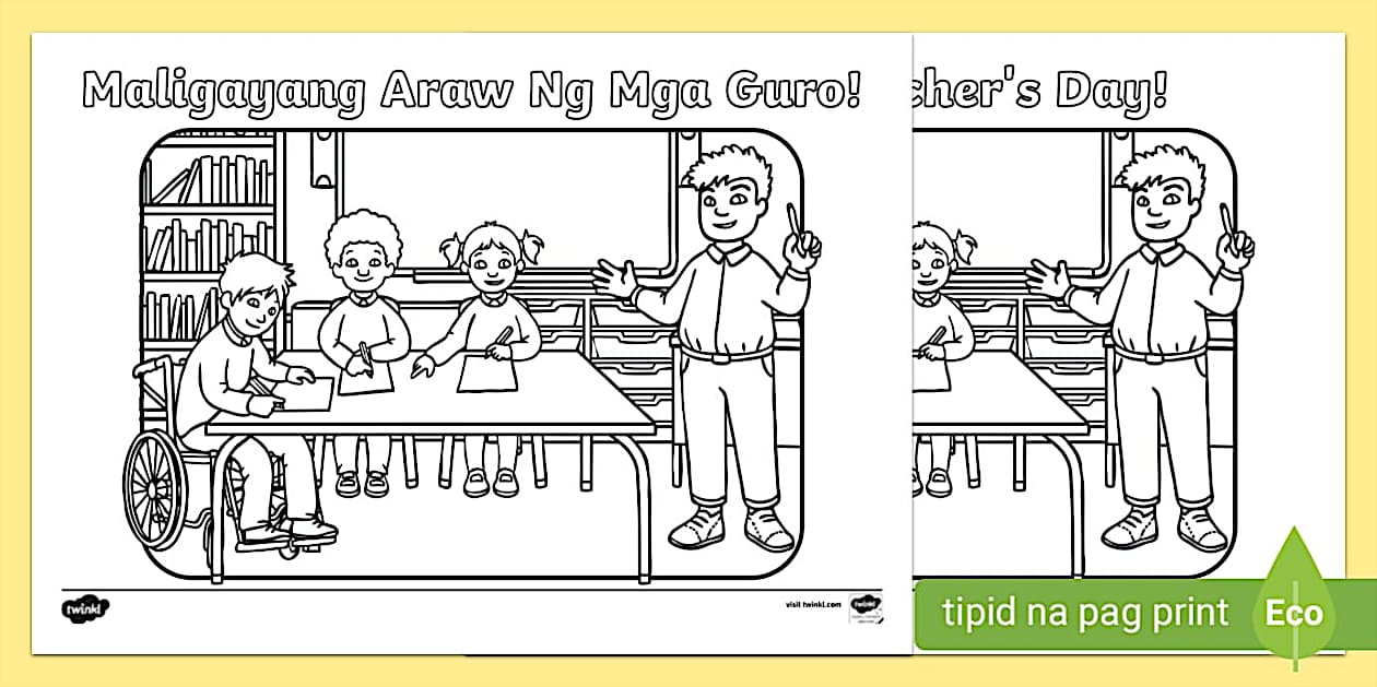 Happy Teacher's Day Coloring | Grade 1 | Twinkl - Twinkl