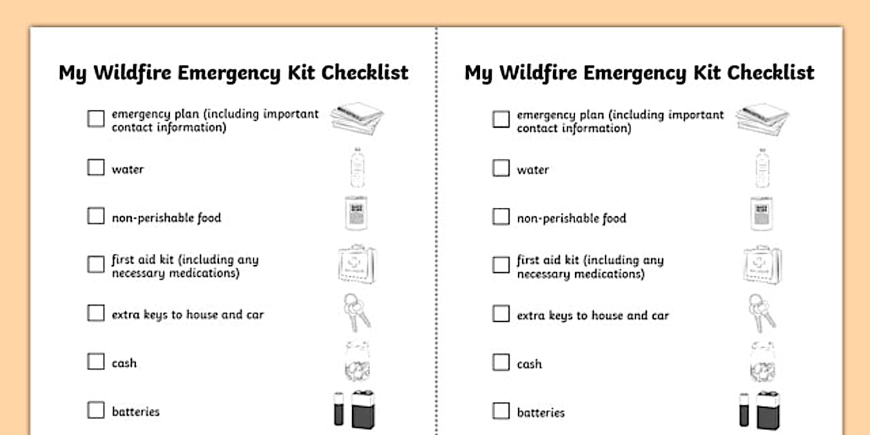 Editable Alberta's Wildfire Emergency Kit Checklist - Twinkl