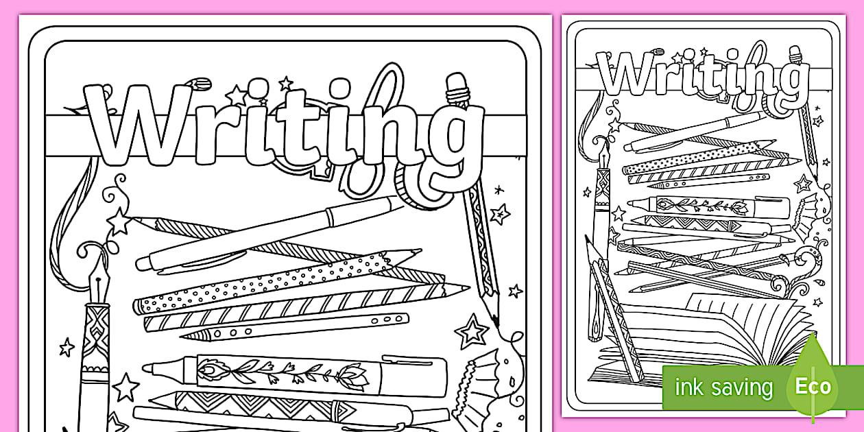Editable Writing Mindfulness Colouring Book Cover - Twinkl
