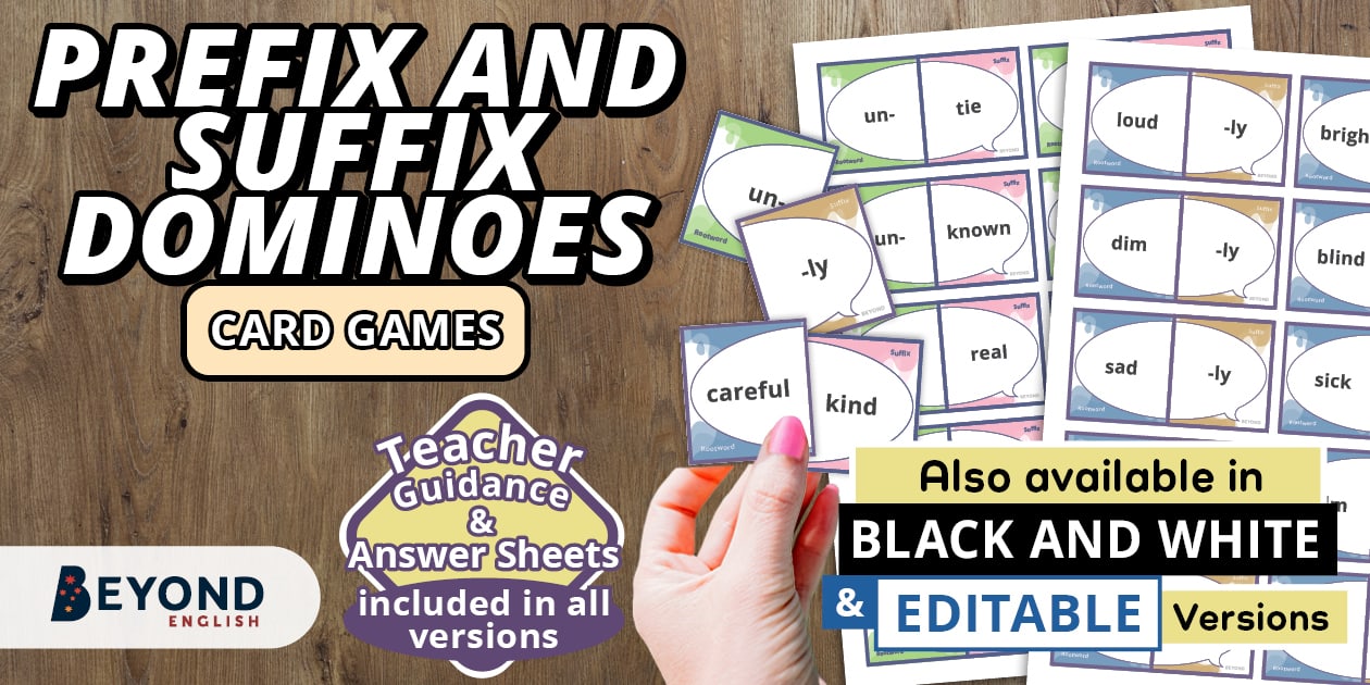 Prefix and Suffix Dominoes Card Games