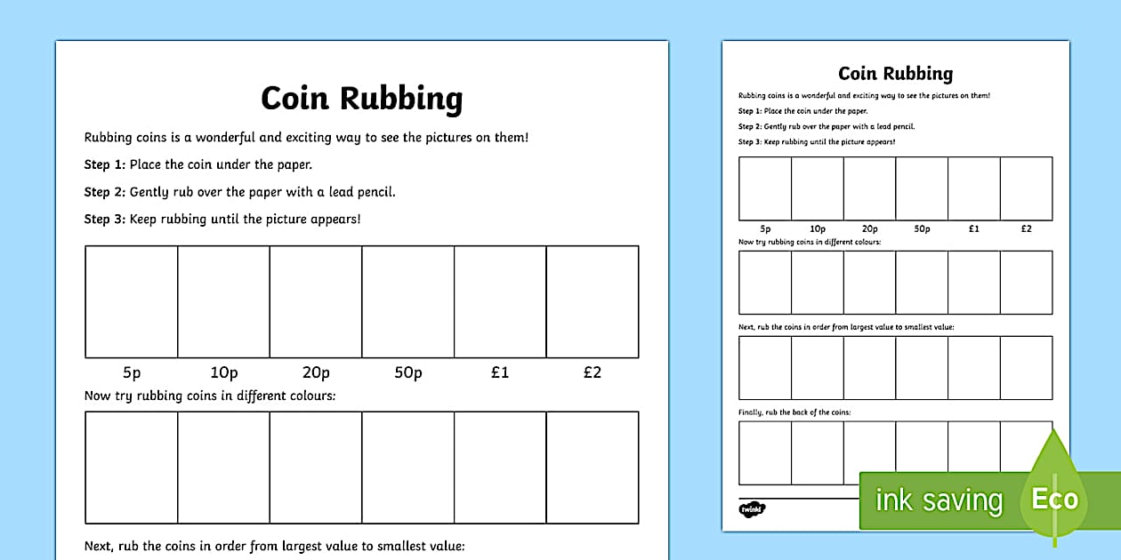 Editable Coin Rubbing Worksheet (l'enseignant a fait)