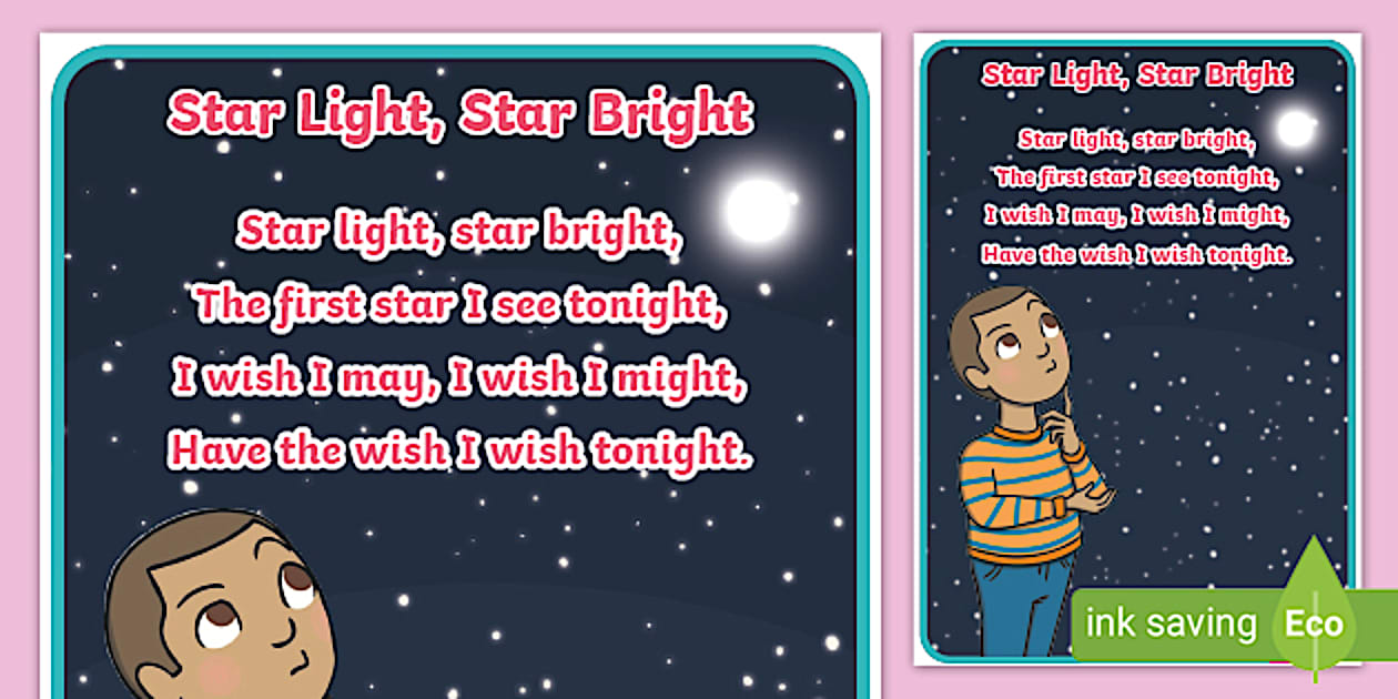 Star Light, Star Bright Nursery Rhyme Display Poster