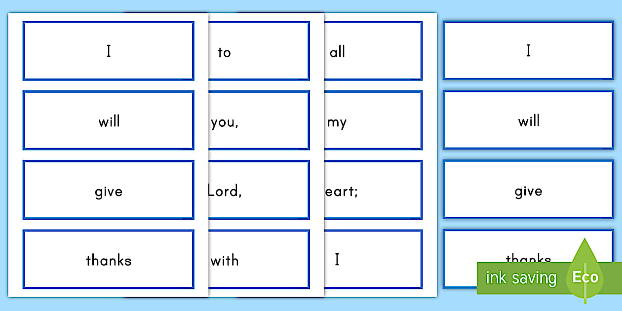 Psalm 9:1 Word Cards (صُمم من قبل مُختصّين)