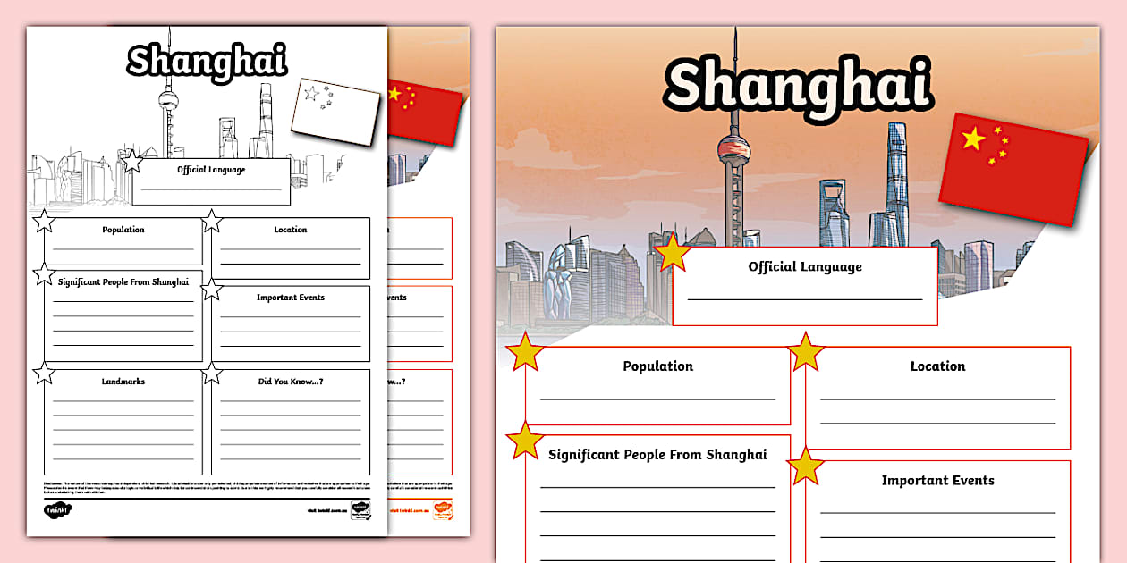 Shanghai Fact File Template (teacher made) - Twinkl