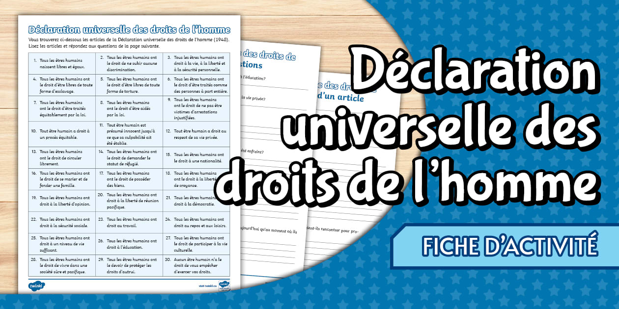 Universal Declaration of Human Rights Worksheet French
