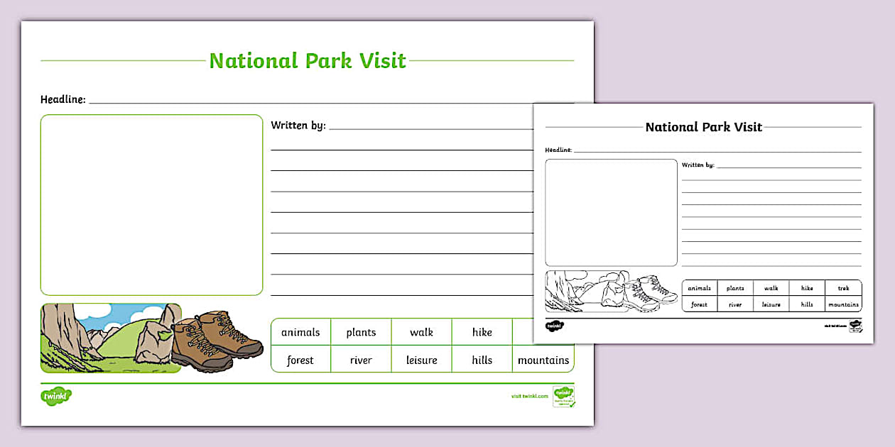 National Park Visit Recount Newspaper Template - Twinkl