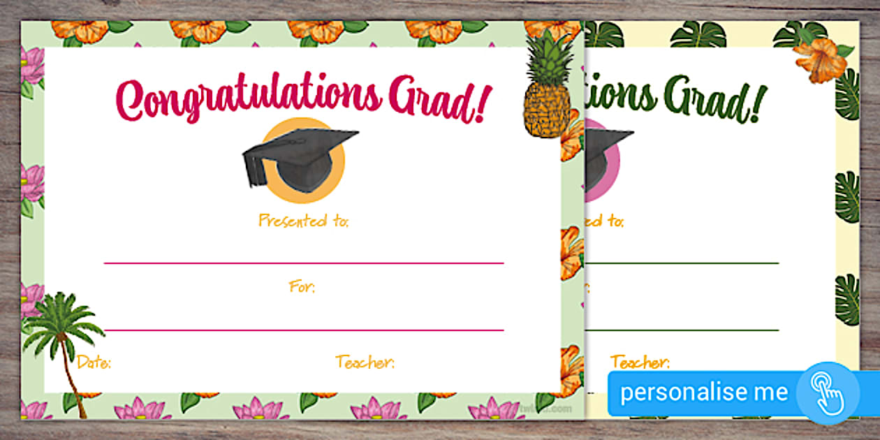 Editable Tropical Graduation Certificates - Twinkl