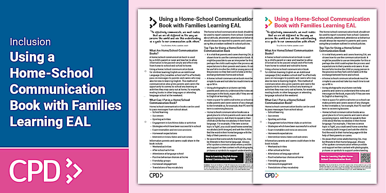 Using a Home-School Communication Book with Families Learning EAL (CPD)
