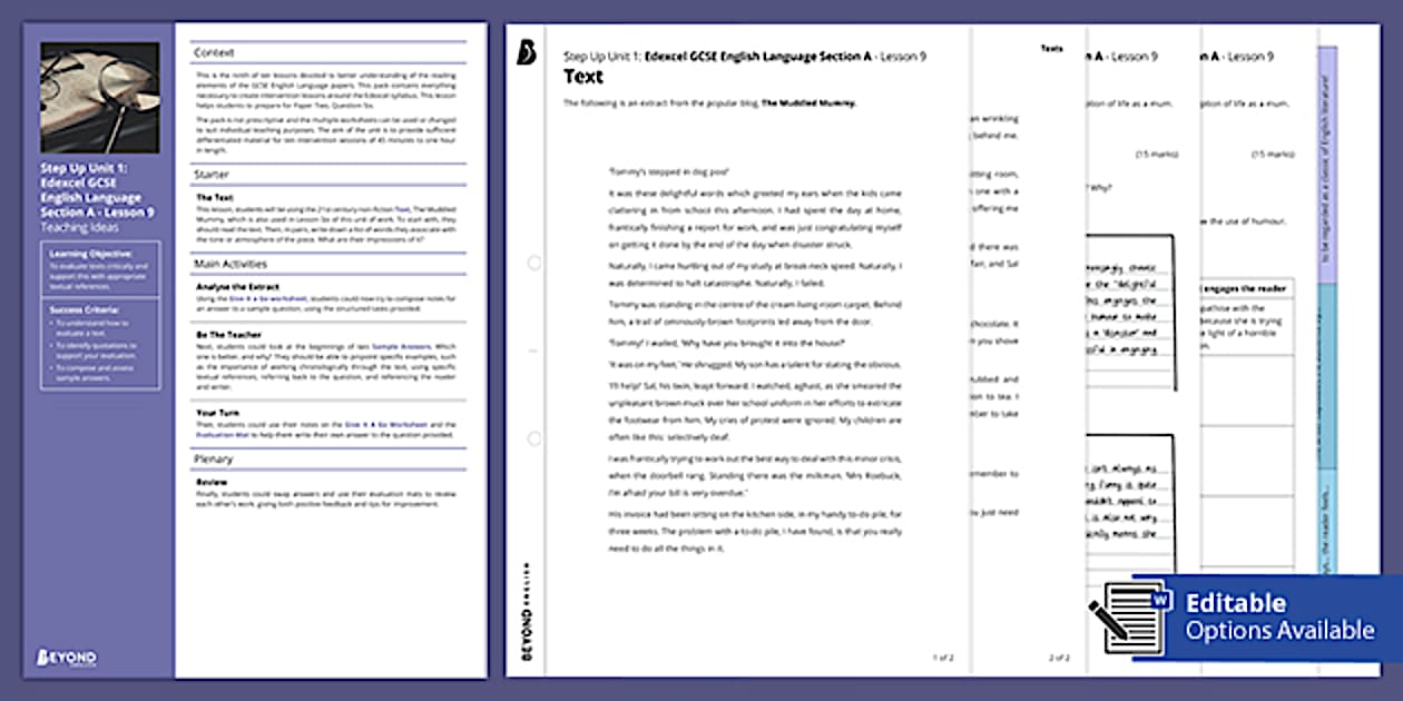 Edexcel English GCSE Revision: Intervention Lesson 9