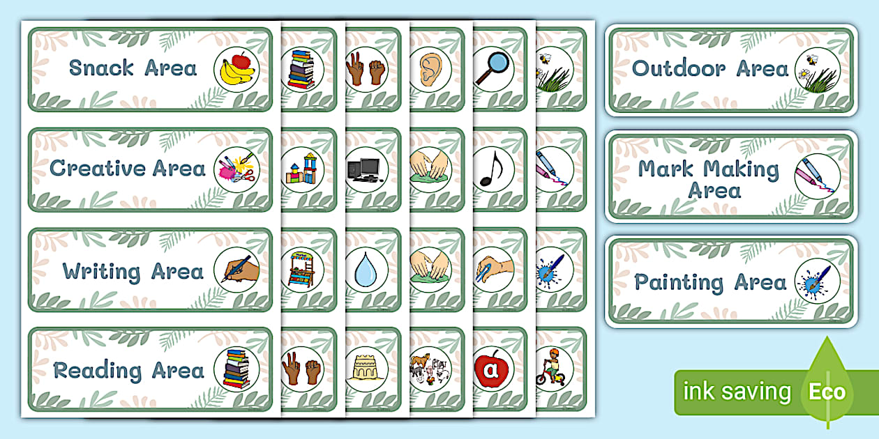 Botanical-Themed Continuous Provision Labels - EYFS - Twinkl