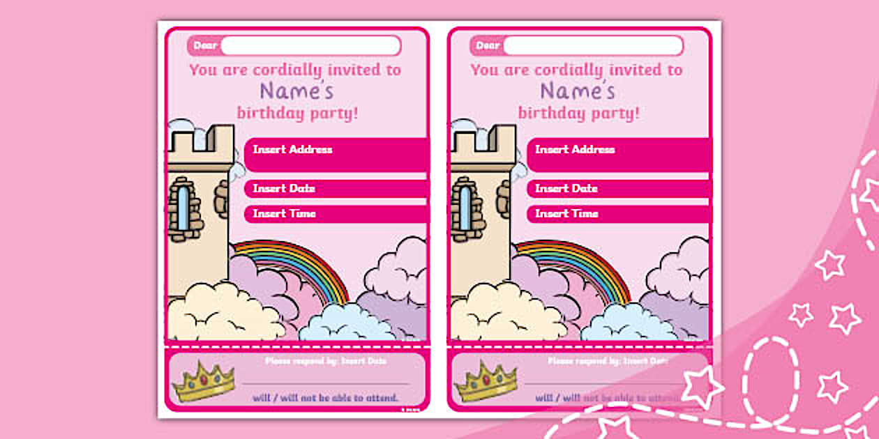 Princess Party Invitations (teacher made) - Twinkl