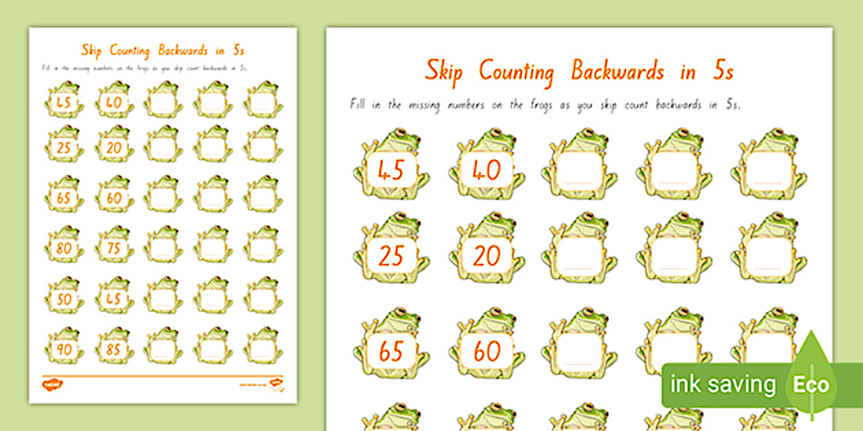 Editable Stage 4 Skip Counting Backwards in 5s - Twinkl