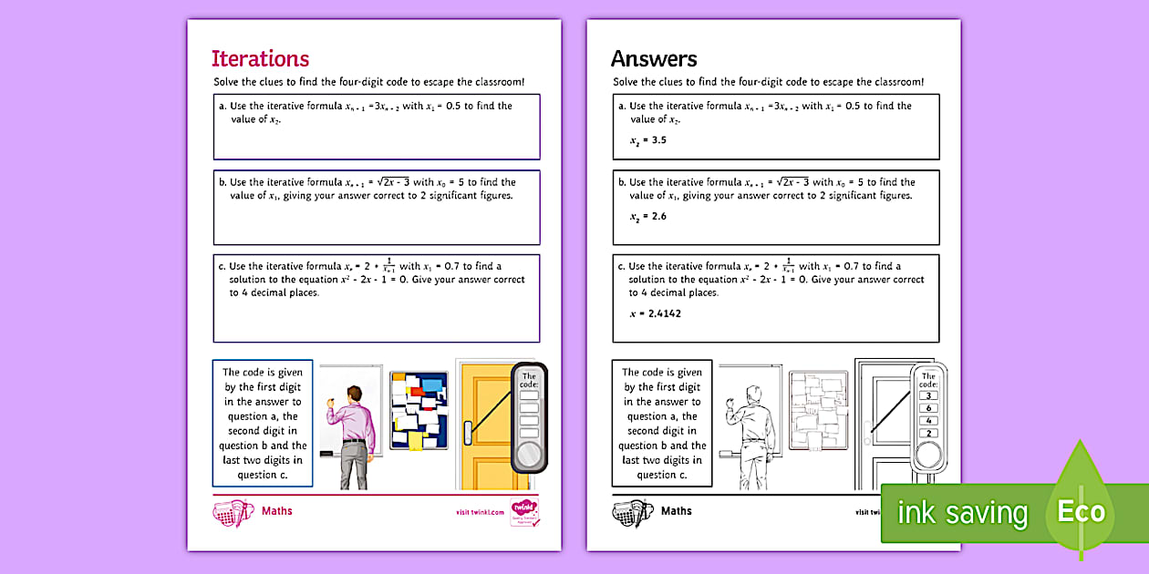 GCSE Escape the Room: Iterations Challenge Card - GCSE Maths