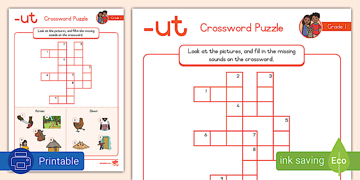 Grade 1 Phonics Crossword Puzzle -ut (teacher made) - Twinkl