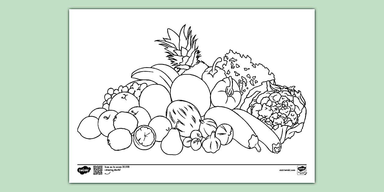 Healthy Eating Fruit and Vegetable Colouring Sheets
