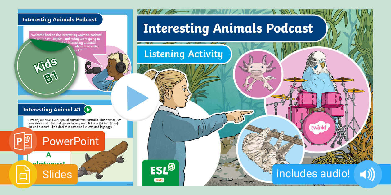 ESL Interesting Animals Podcast: Listening Comprehension {Kids, B1}