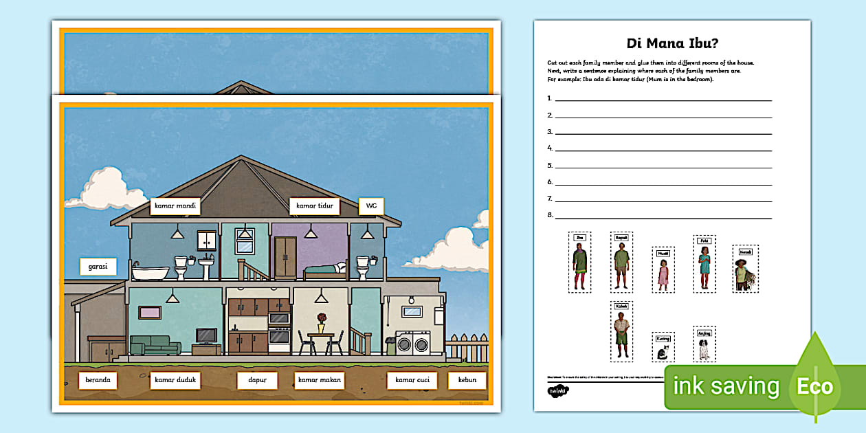 Where Are They in the House Activity - Indonesian - Twinkl