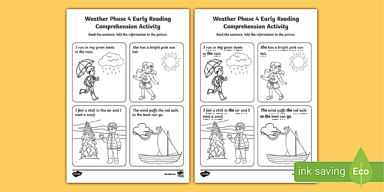 Weather Phase 4 Early Reading Comprehension Activity