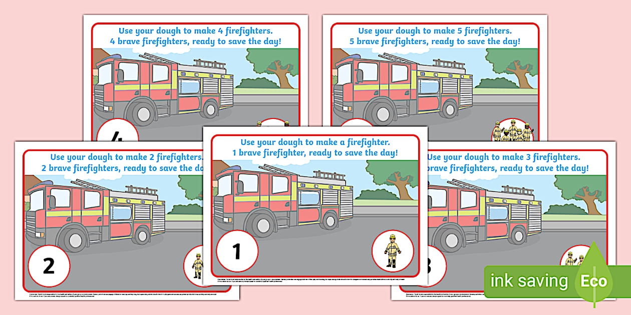 5 Brave Firefighters Modelling Dough Mats - Twinkl