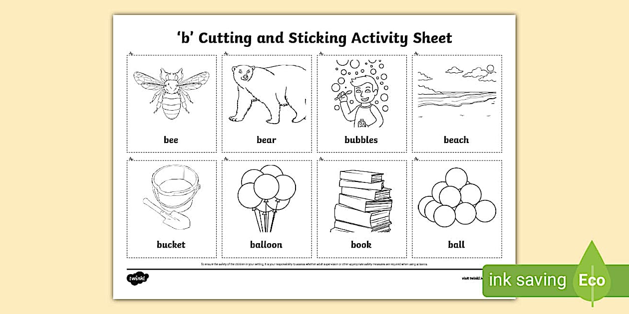 'b' Cutting and Sticking Activity (Teacher-Made) - Twinkl