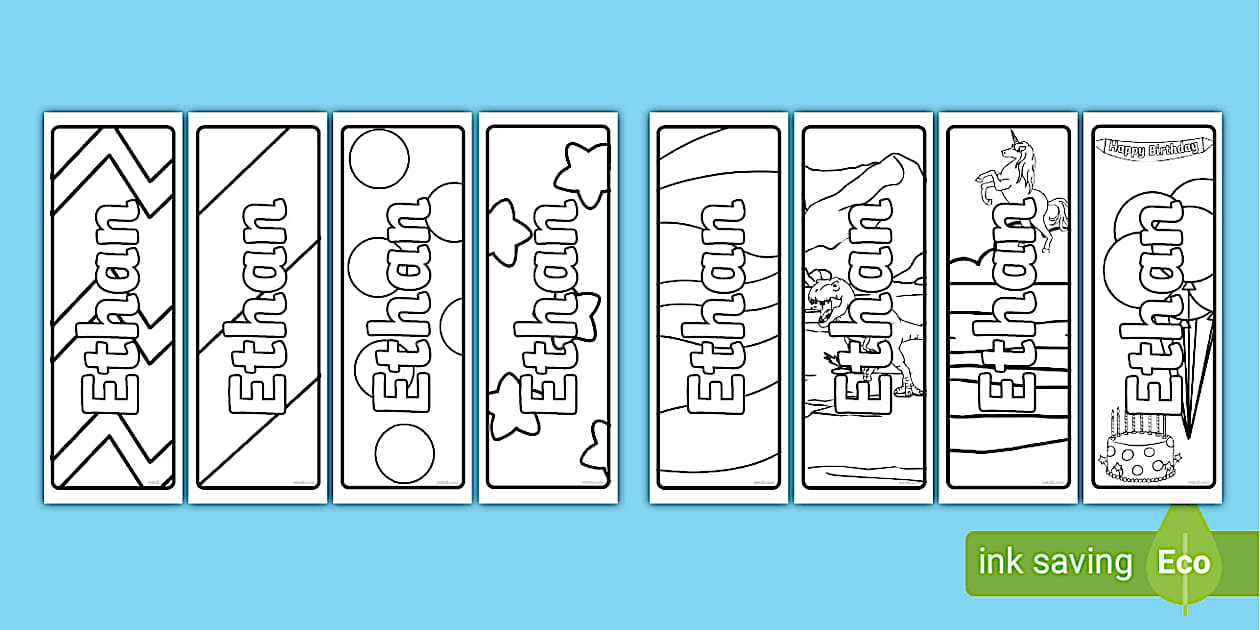 Ethan Name Simple Colouring Bookmarks (Teacher-Made)