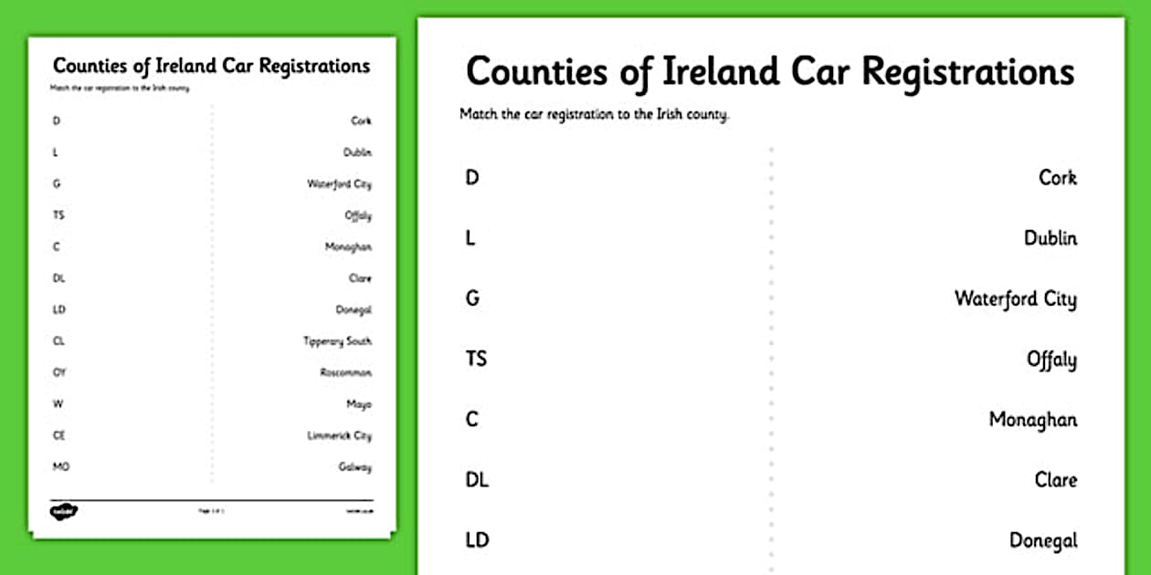 Precursive Counties of Ireland Car Registrations Matching Activity