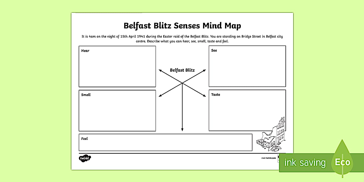 Belfast Blitz Senses Mind Mapping Writing Worksheet / Worksheet - World ...