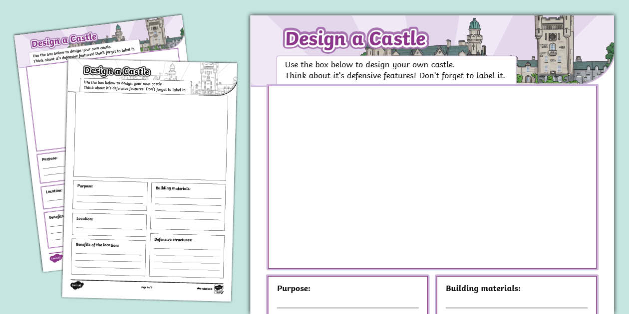 KS2 Design a Castle Worksheet - Twinkl History - Twinkl