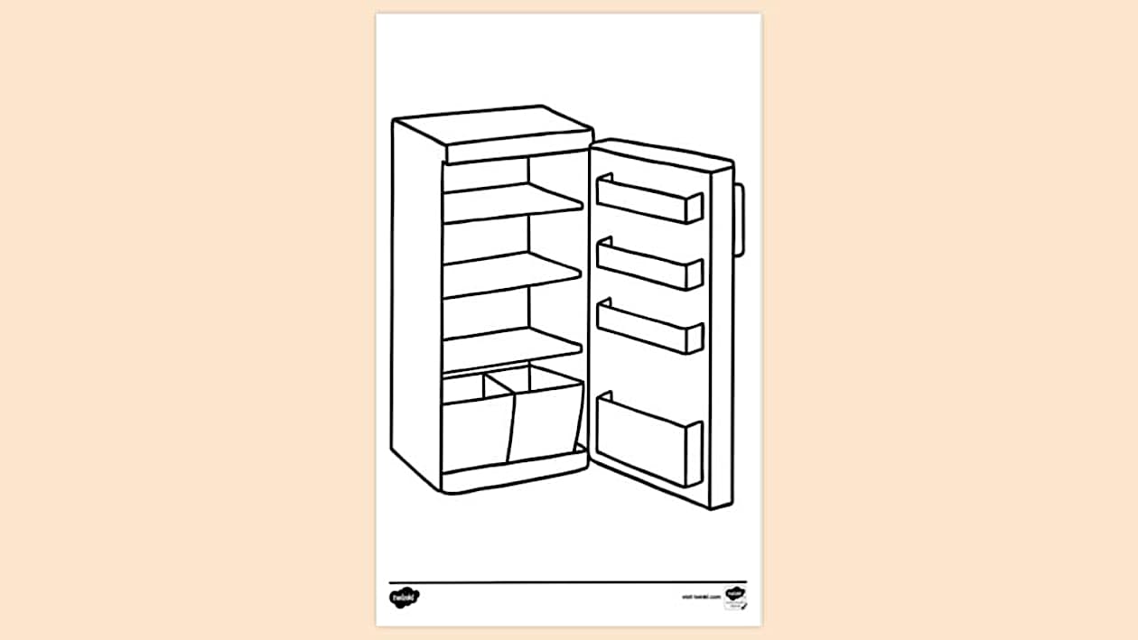 Empty Fridge Colouring Sheet | Colouring Sheets - Twinkl