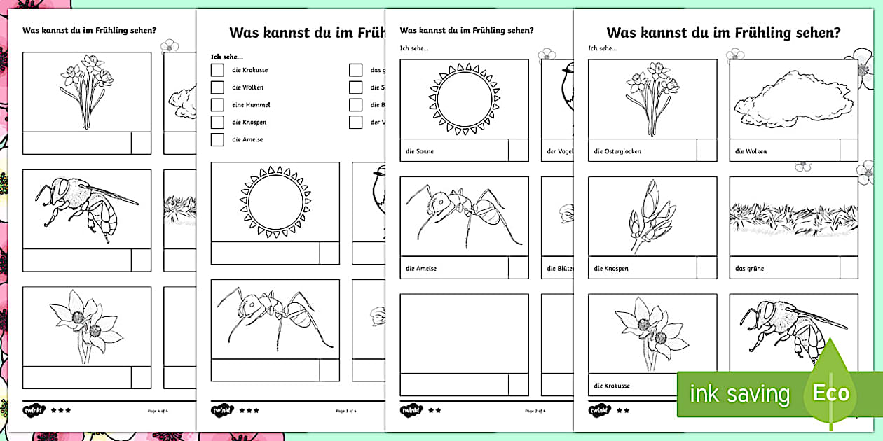 Spring Vocabulary Hunt Worksheet / Worksheets German