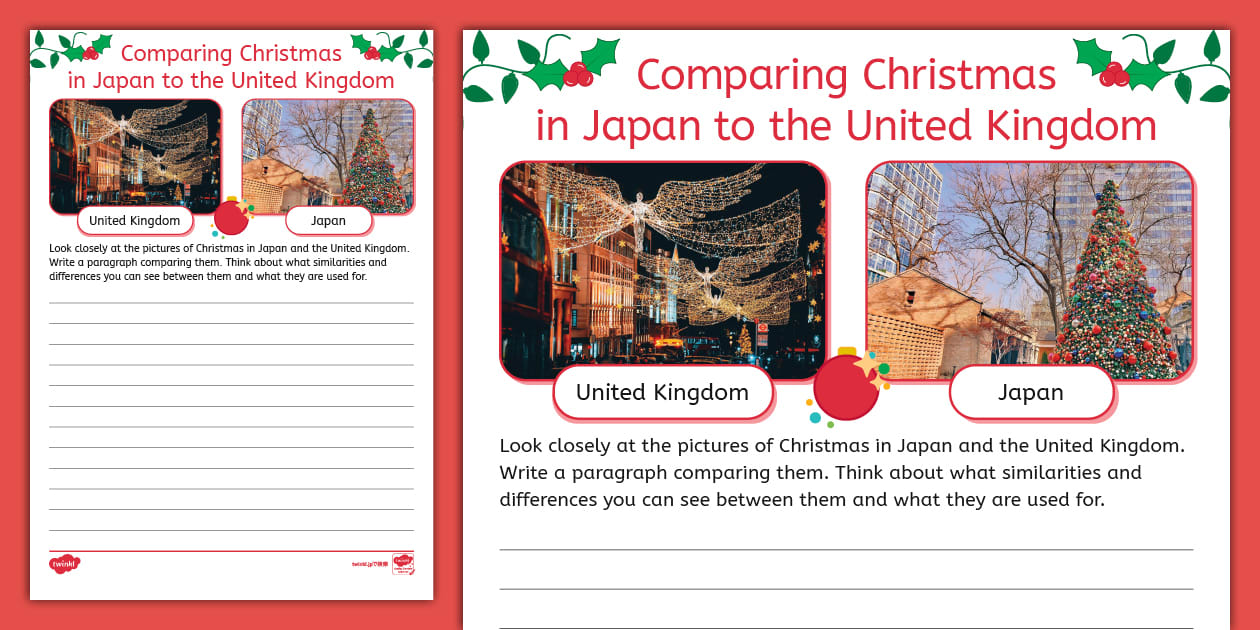 Comparing Christmas in Japan to the United Kingdom Worksheet