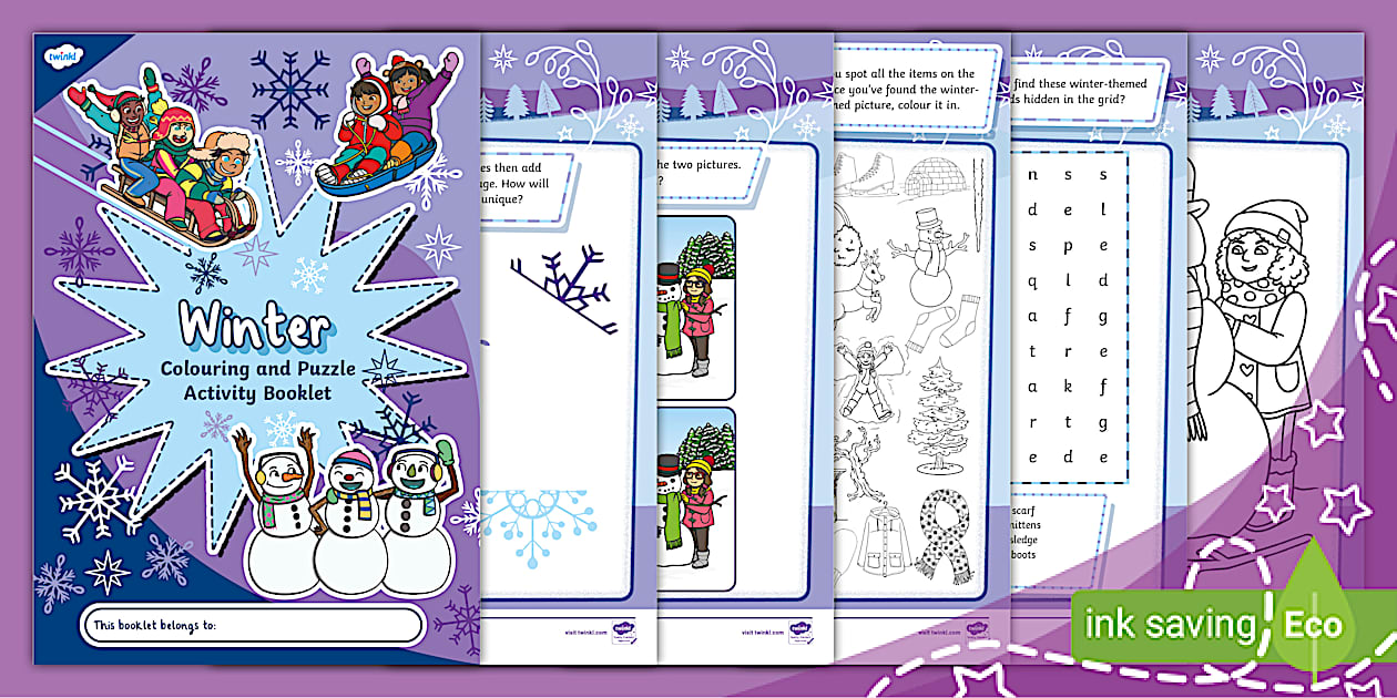 Winter Colouring and Puzzle Activity Booklet (Ages 5 - 7)