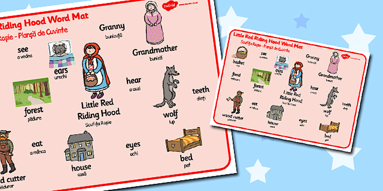Little Red Riding Hood Word Mat Romanian Translation - romanian