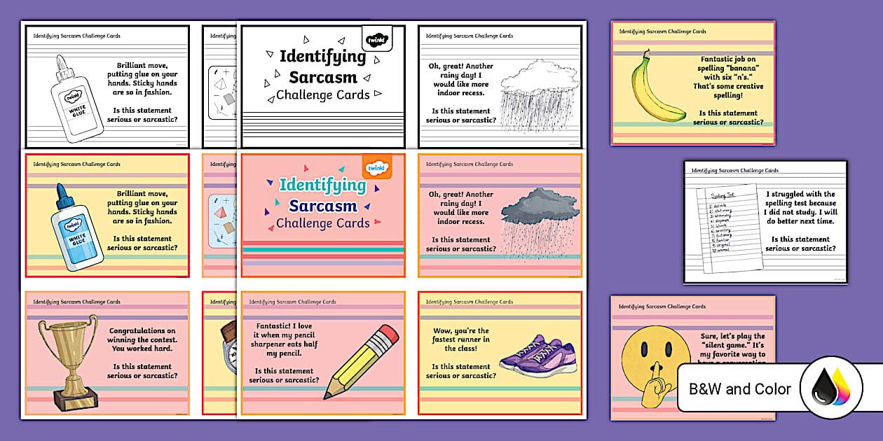 Identifying Sarcasm Challenge Cards for 3rd-5th Grade