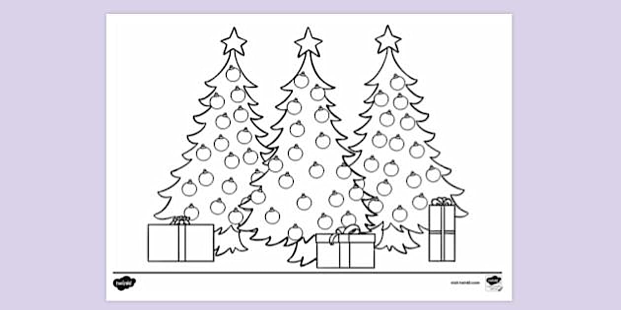 Christmas Trees Colouring Page Colouring Sheet - Twinkl