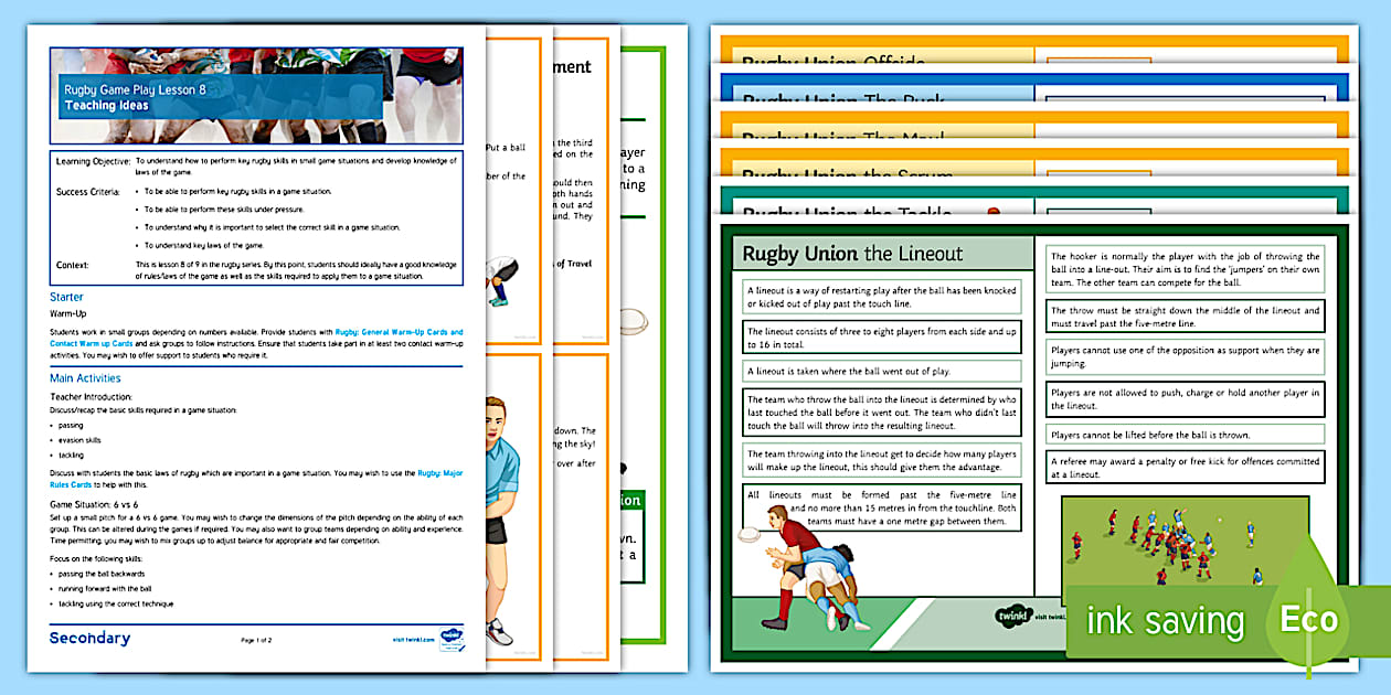 Rugby 8: Game Play Lesson Ideas (teacher made) - Twinkl