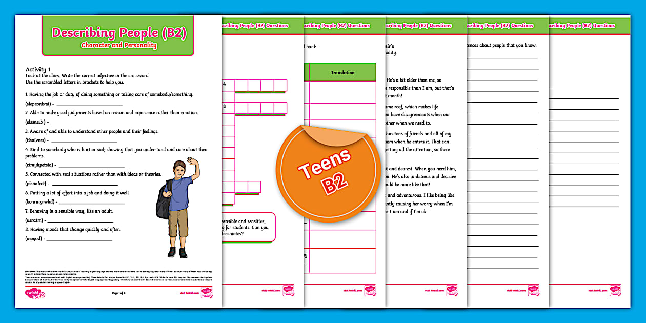 ESL Describing People Worksheet B2 (teacher made) - Twinkl