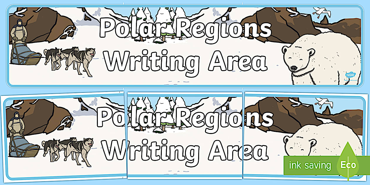 Cursive Polar Regions Writing Area Banner (teacher made)