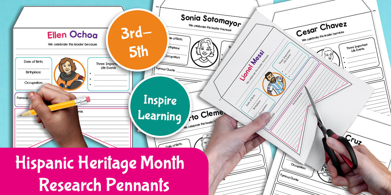 Hispanic Heritage Month Bulletin Board Research Pennants