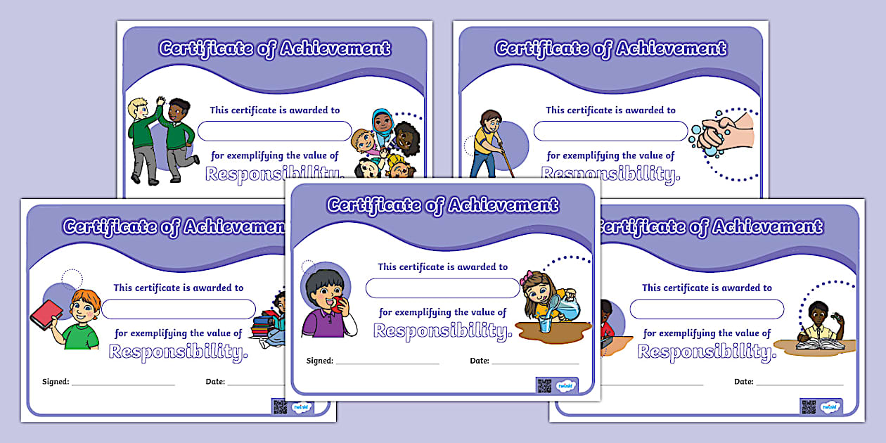 Values Certificates - Responsibility (Teacher-Made) - Twinkl