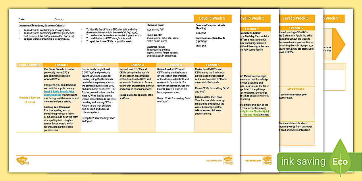 Level 5 Week 5 Plan - Twinkl Phonics (teacher made) - Twinkl