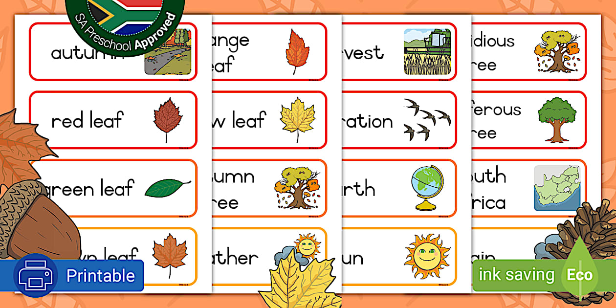 Preschool: Autumn - Word Cards