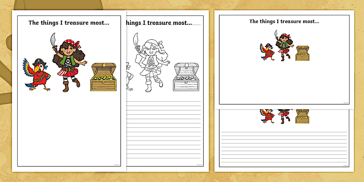The Things I Treasure Pirate Writing Frame (teacher made)