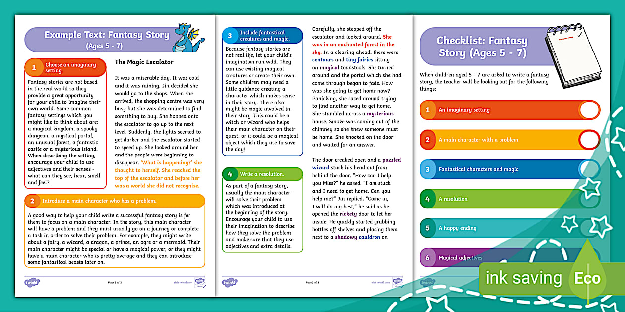 Example Text Pack for Parents: Fantasy Story (Ages 5 - 7)