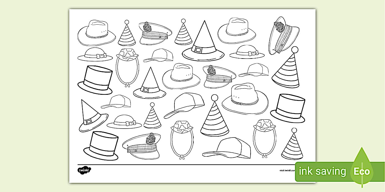 Hat Doodle Colouring Page (teacher made) - Twinkl