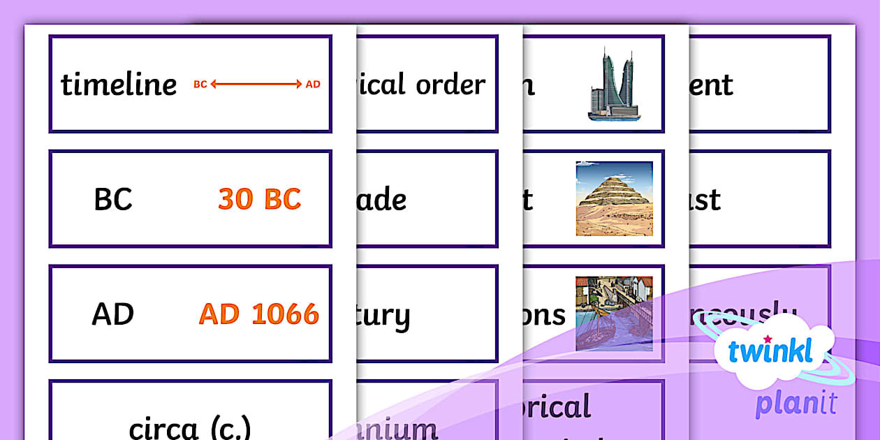 KS2 Timeline Vocabulary Cards