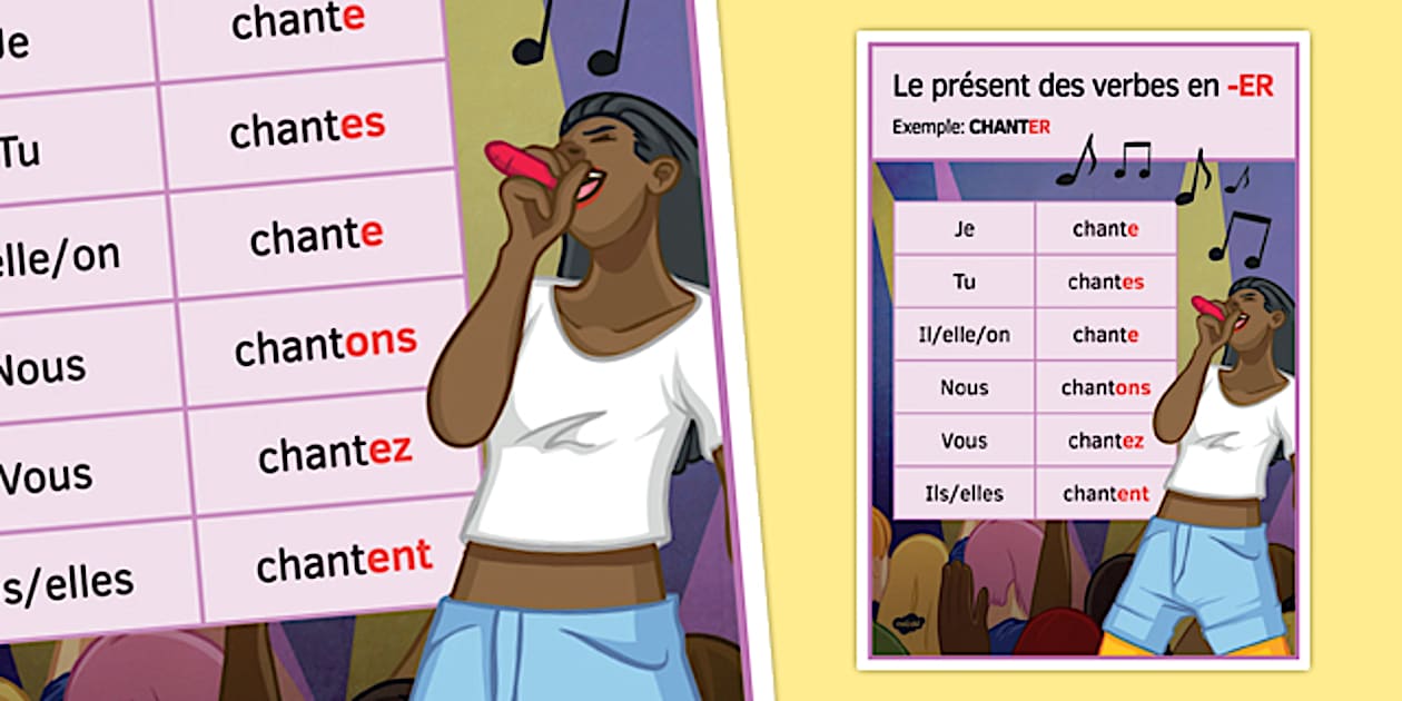Le présent des verbes en | er Verbs French Poster